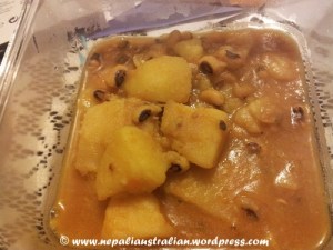 Aloo Tama bodi (Potato with Bamboo Shoot and black eye beans ...